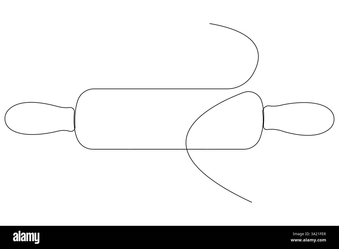 Continuous one line art drawing of a kitchen roller pin vector Stock ...