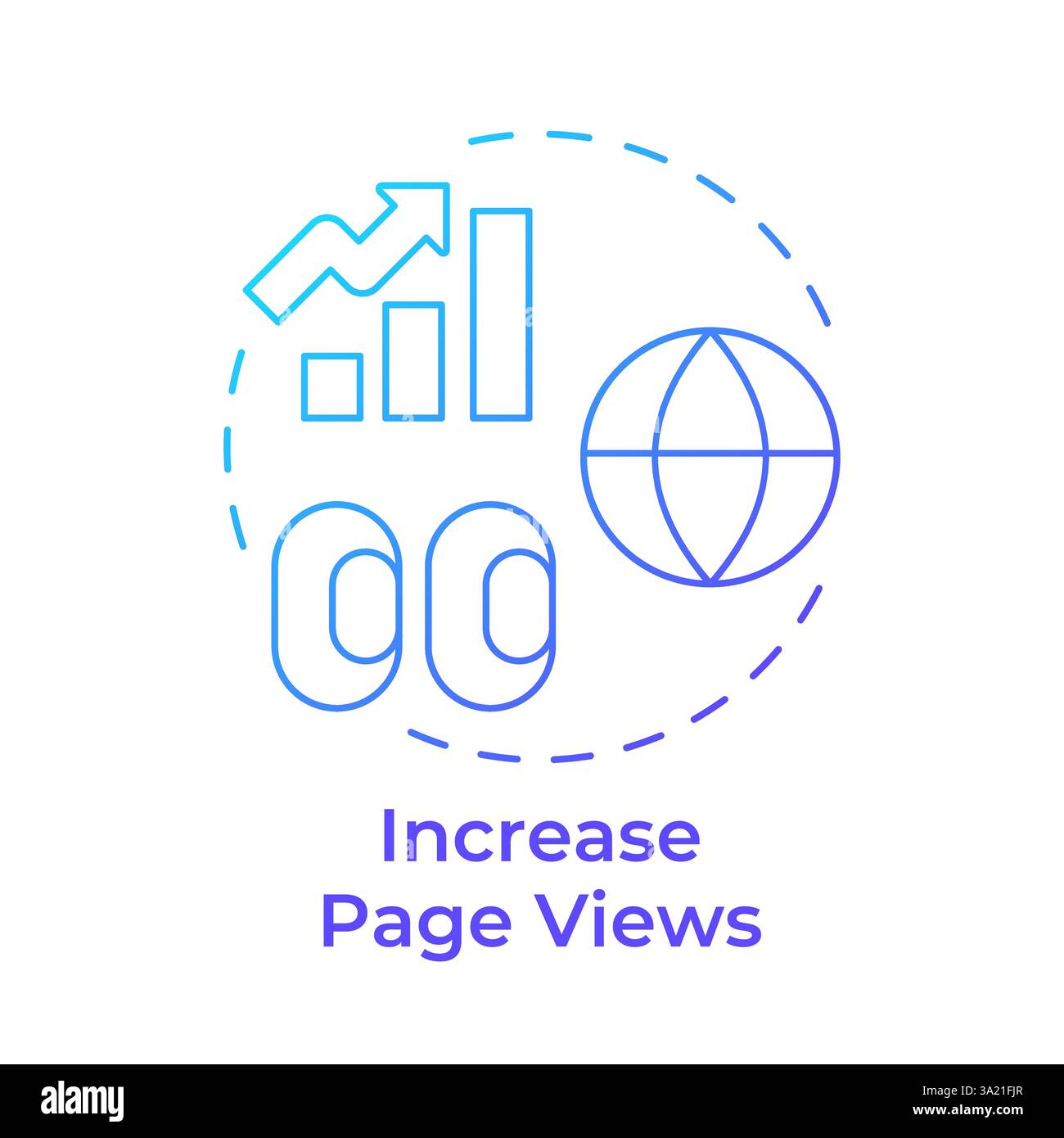 Increasing page views blue gradient concept icon Stock Vector Image ...