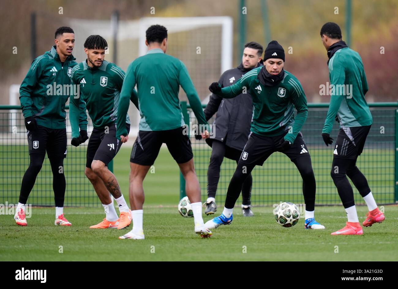 Aston Villa's Tyrone Mings (centre left) and Aston Villa's Morgan ...