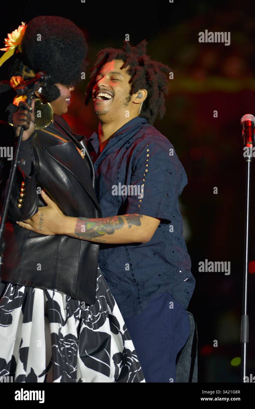 Miami Gardens, Florida, USA. 08th Mar, 2025. Zion Marley performs live on stage with his mother ...