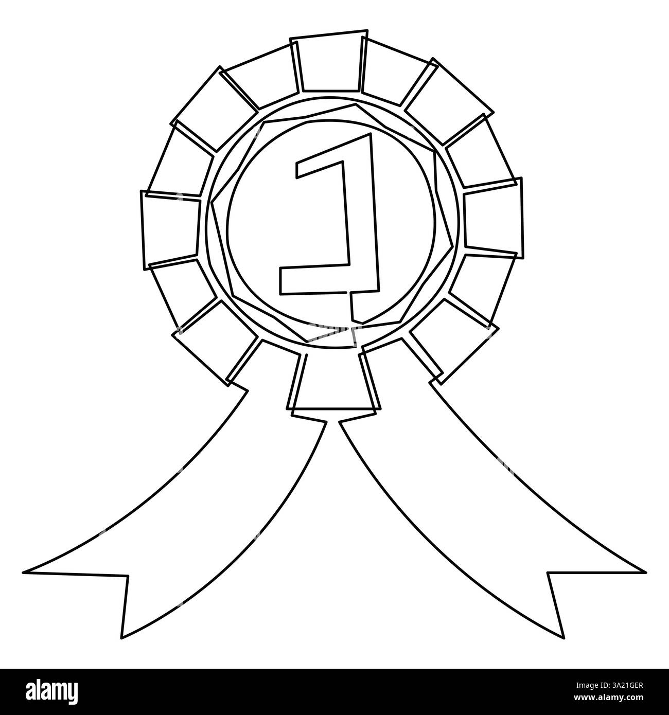 Continuous single line art drawing award ribbon or certificate drawn in ...