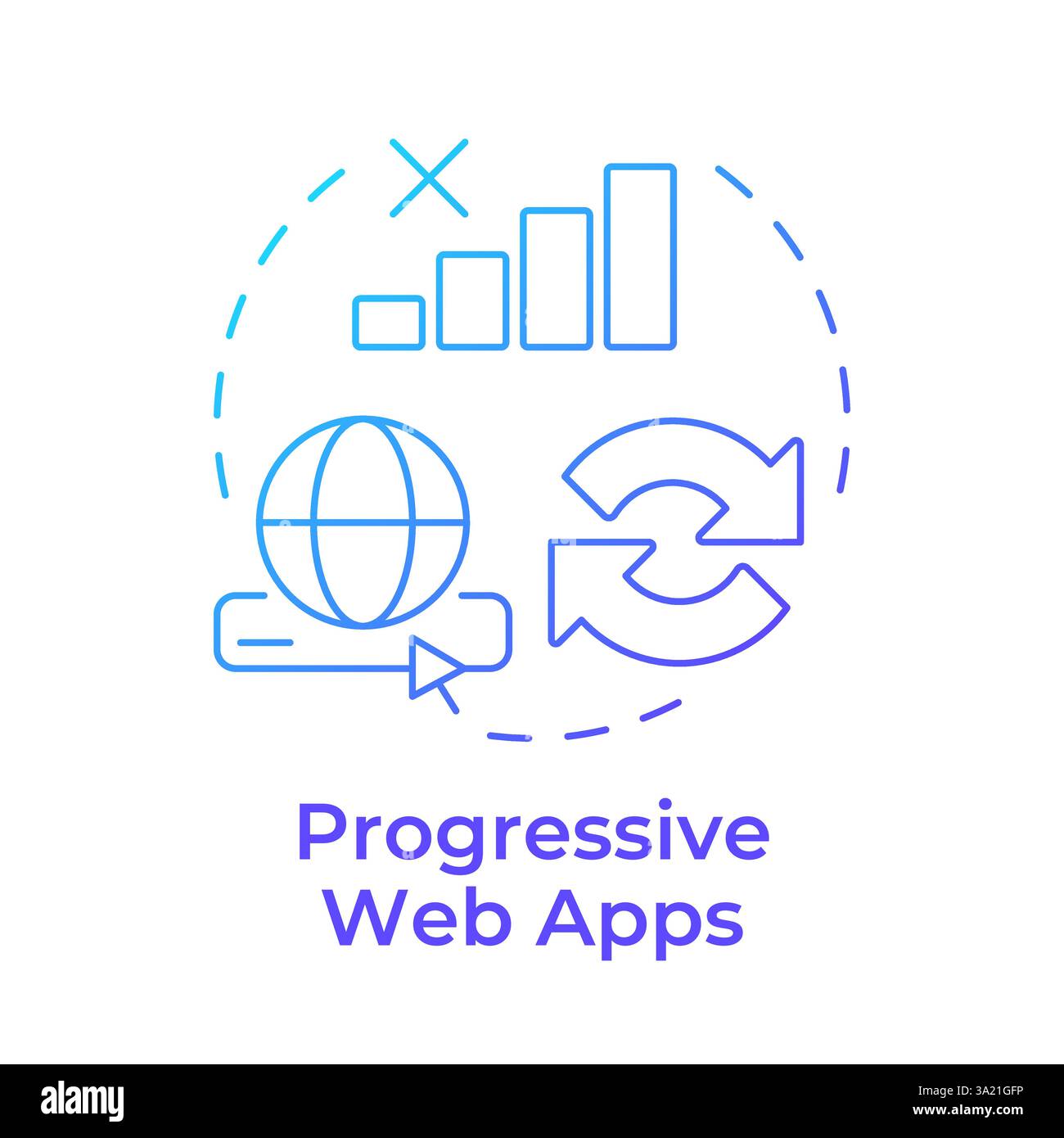 Progressive web apps blue gradient concept icon Stock Vector Image ...