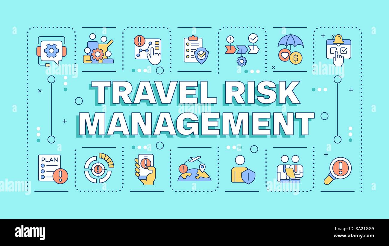 Travel risk management turquoise word concept Stock Vector Image & Art ...