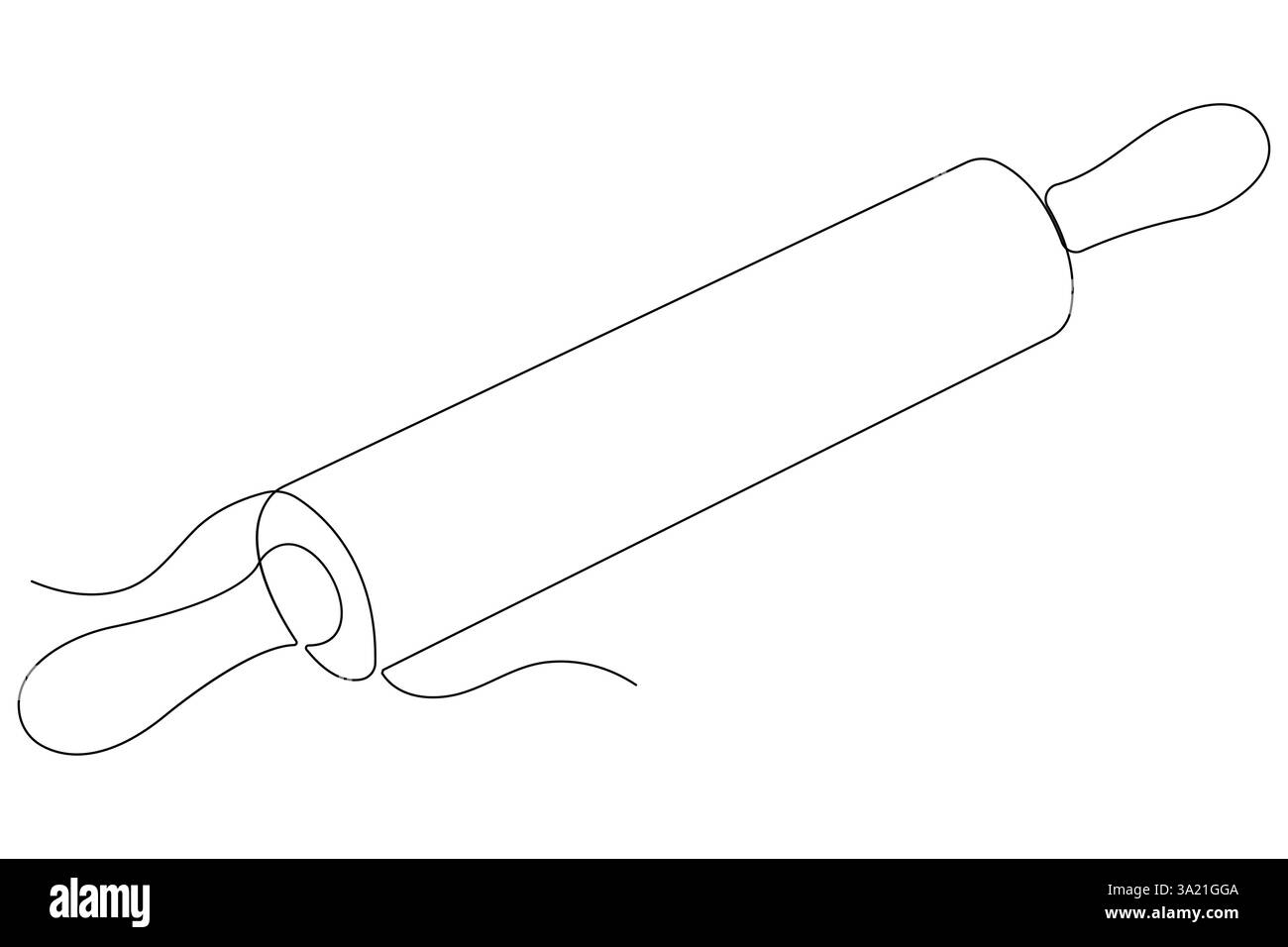 Continuous one line art drawing of a kitchen roller pin vector Stock ...