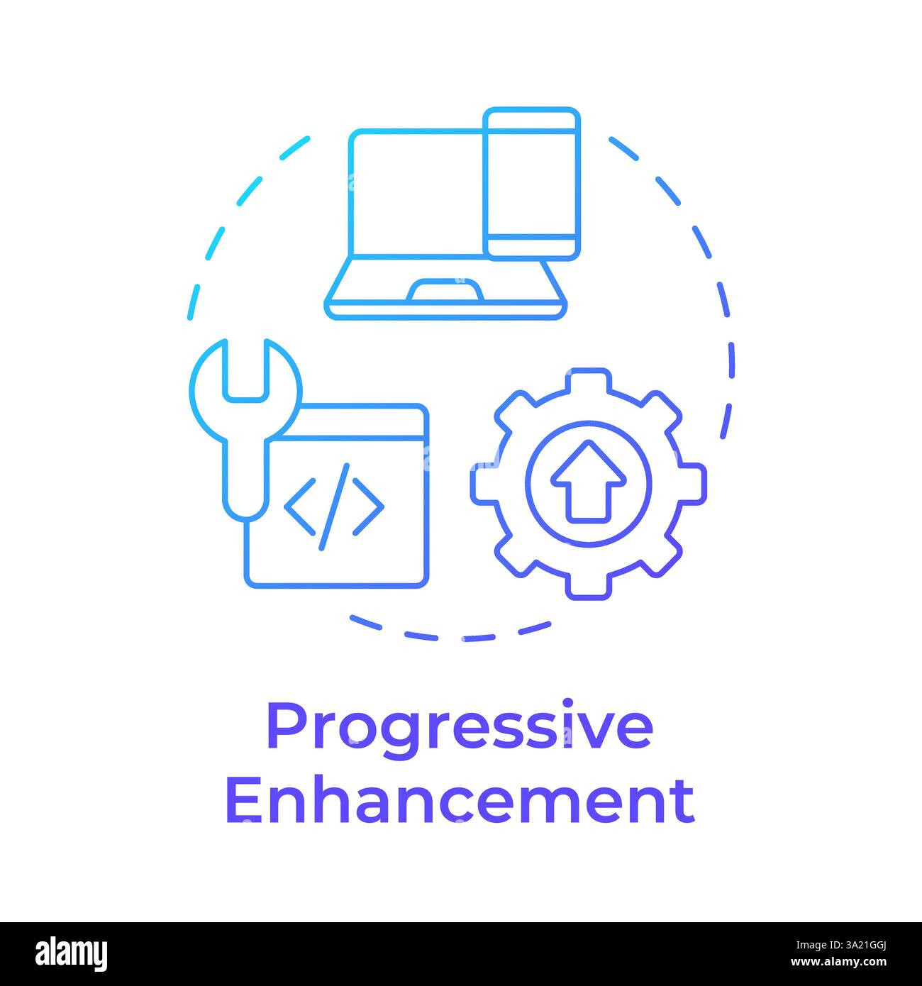 Progressive enhancement blue gradient concept icon Stock Vector Image ...
