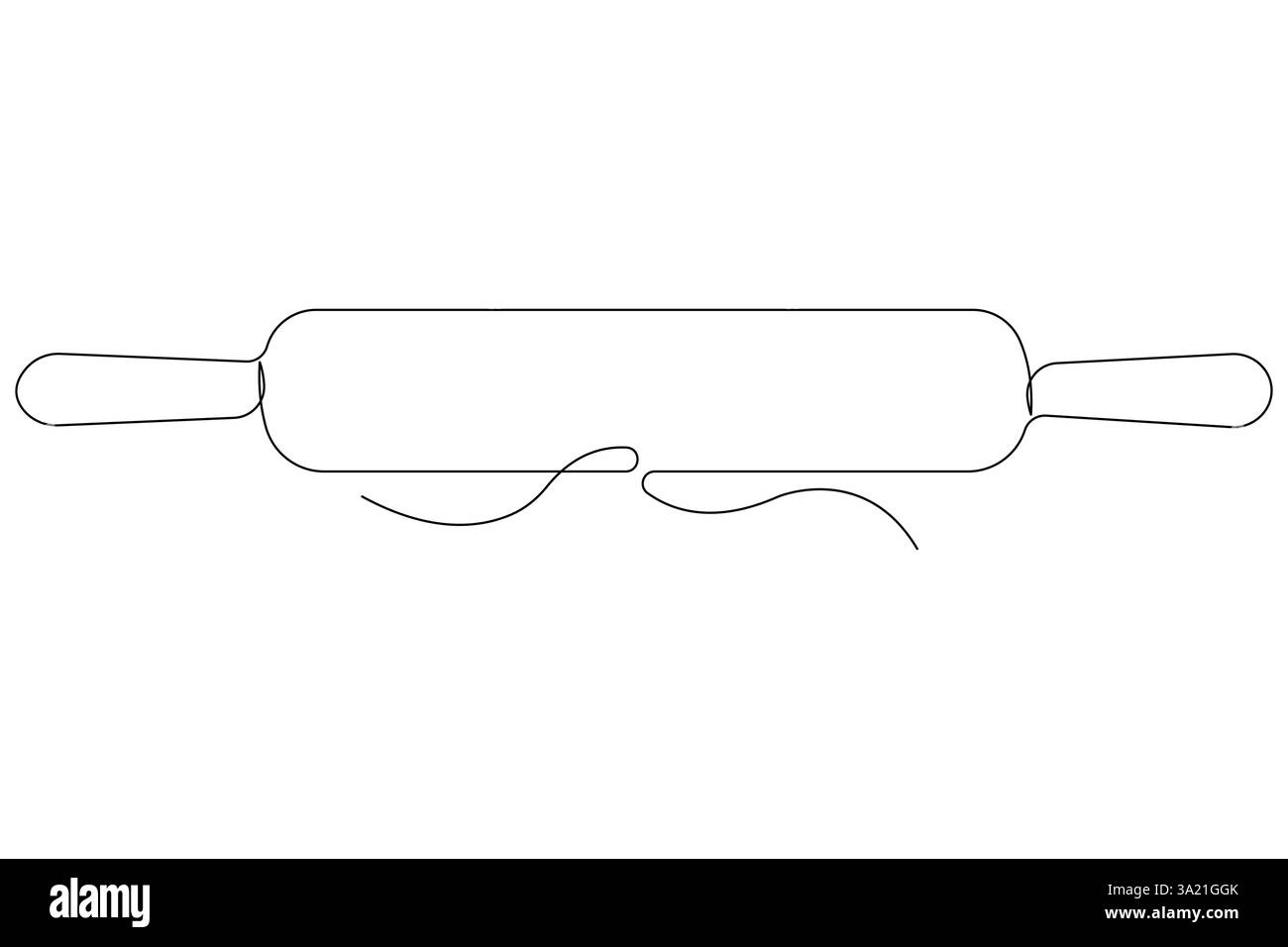 Continuous one line art drawing of a kitchen roller pin vector Stock ...