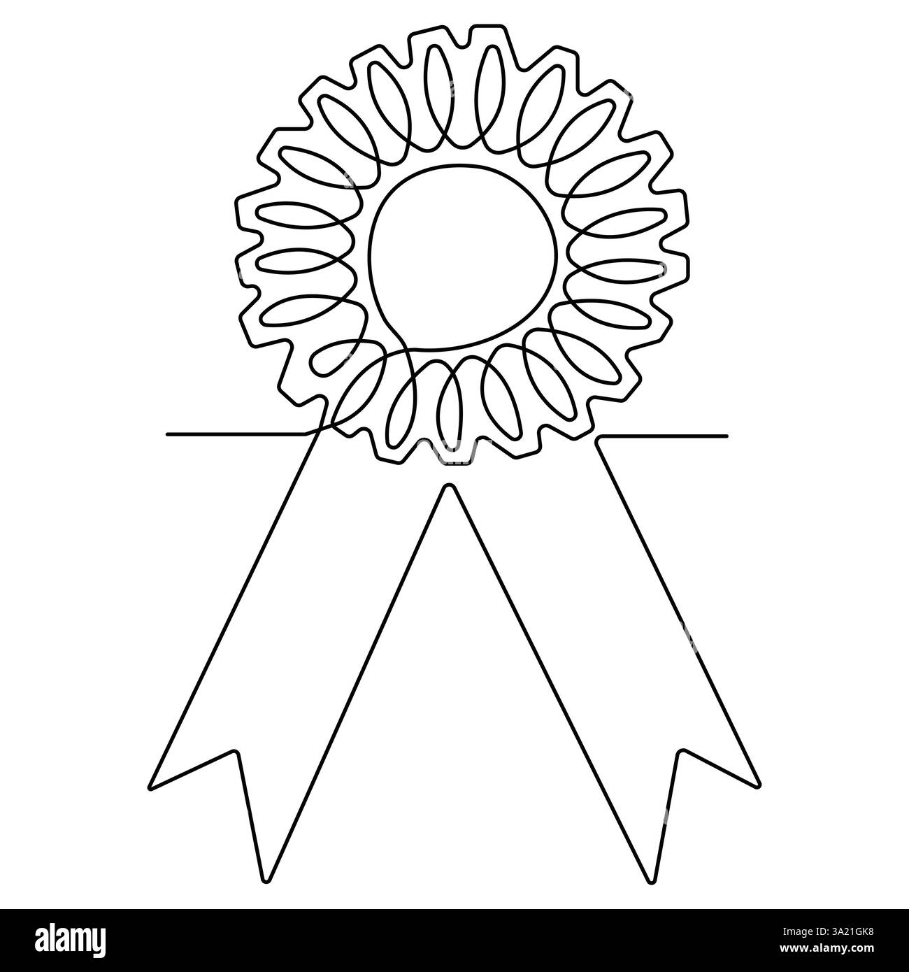 Continuous single line art drawing award ribbon or certificate drawn in ...