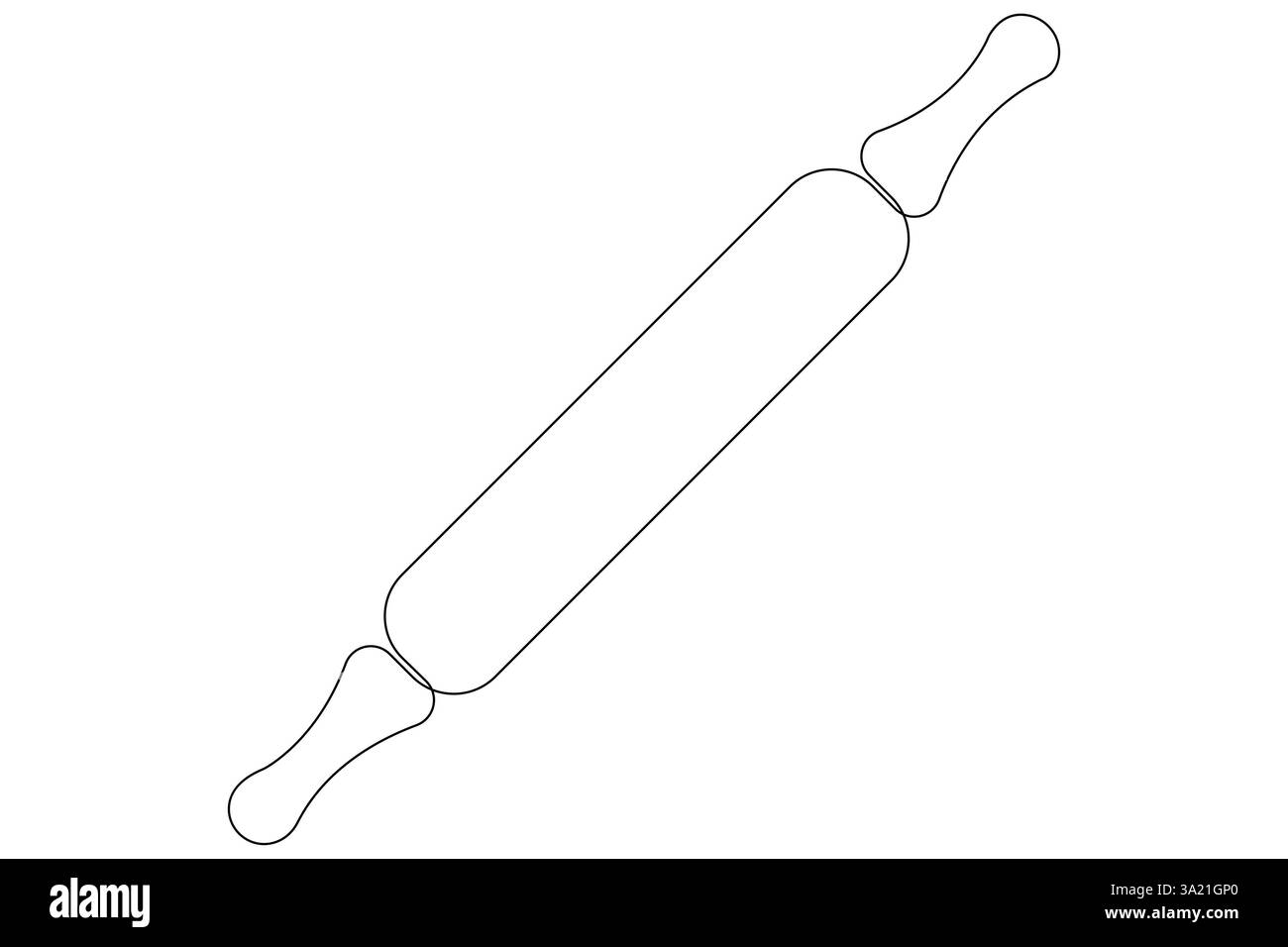 Continuous one line art drawing of a kitchen roller pin vector Stock ...