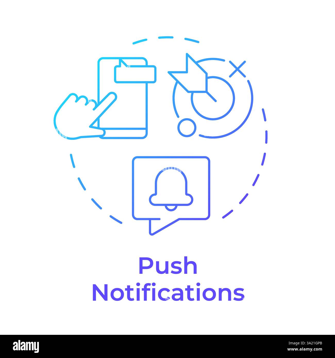 Push notifications blue gradient concept icon Stock Vector Image & Art ...
