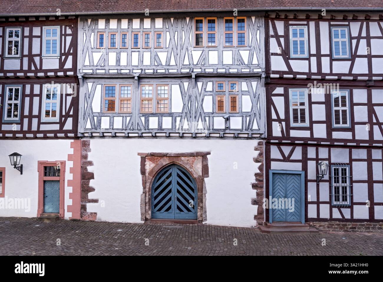 Town castle, winery, inner courtyard with main building, half-timbered ...