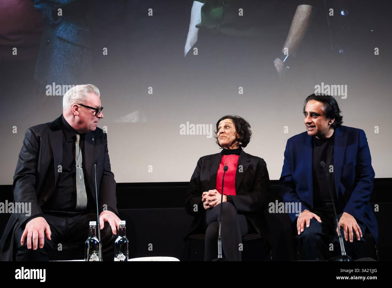 London, UK. 10th Mar, 2025. Mark Kermode with Meera Syal and Sanjeev ...