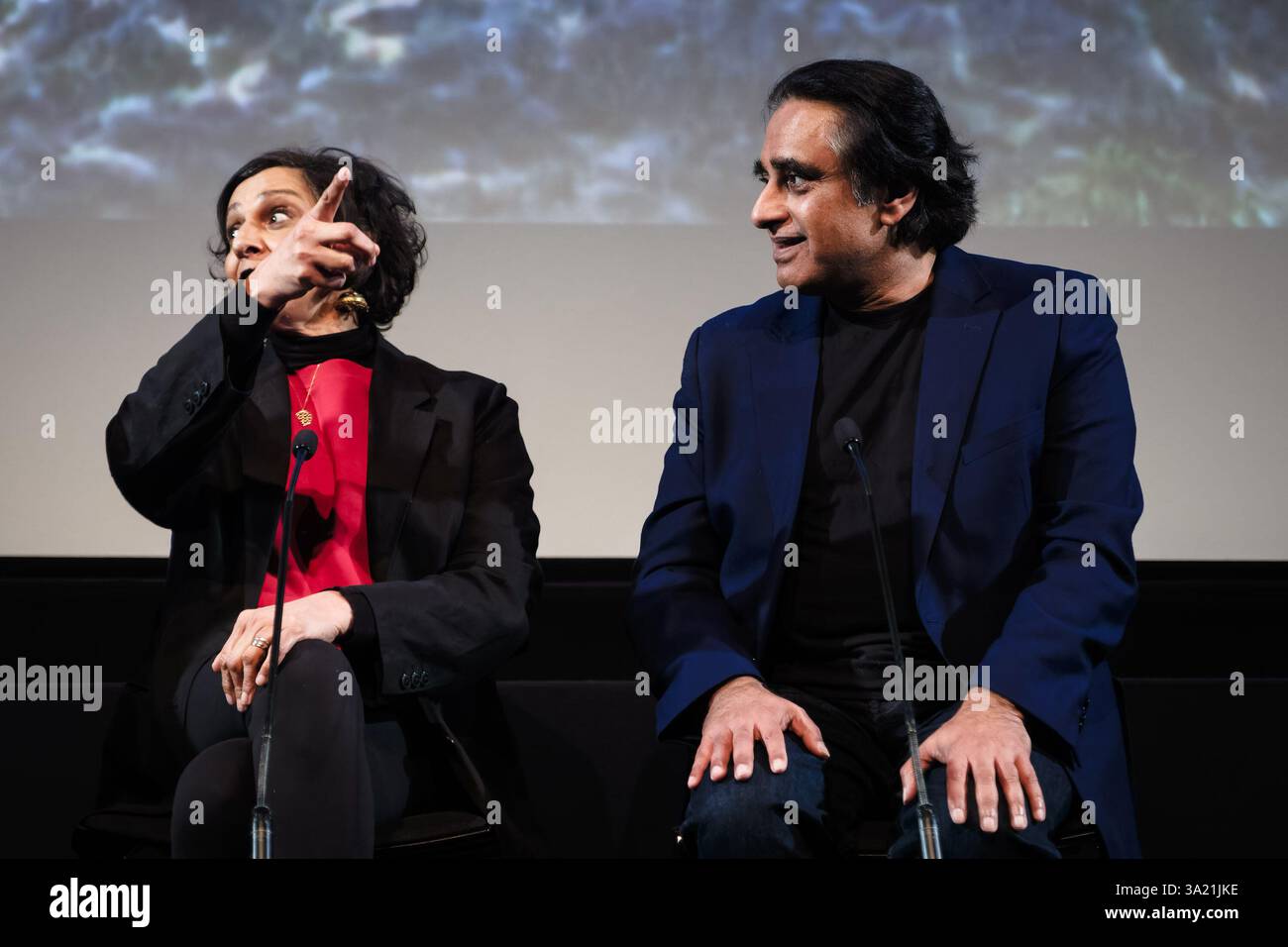 London, UK. 10th Mar, 2025. Meera Syal and Sanjeev Bhaskar on stage at ...