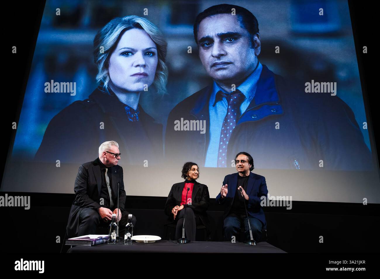 London, UK. 10 March 2025. Mark Kermode with Meera Syal and Sanjeev ...