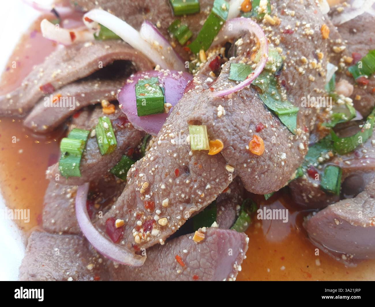 Spicy Pork Liver Salad (Tub Wan) is a Thai Esan food for sale at Thai ...
