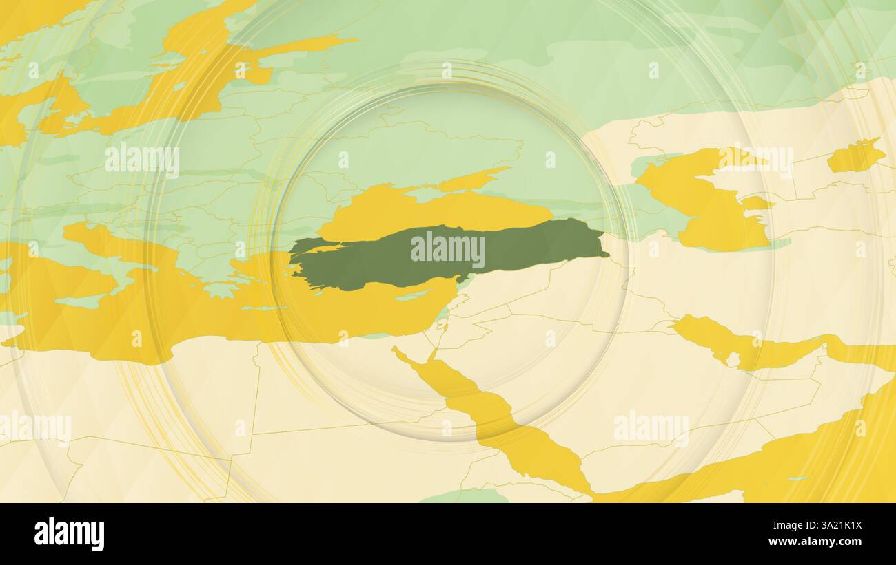 Abstract Map of Turkey and Surrounding Regions with Circular Patterns ...