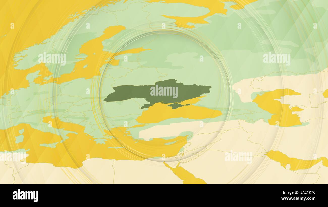 Abstract Map of Ukraine and Surrounding Regions with Circular Patterns ...