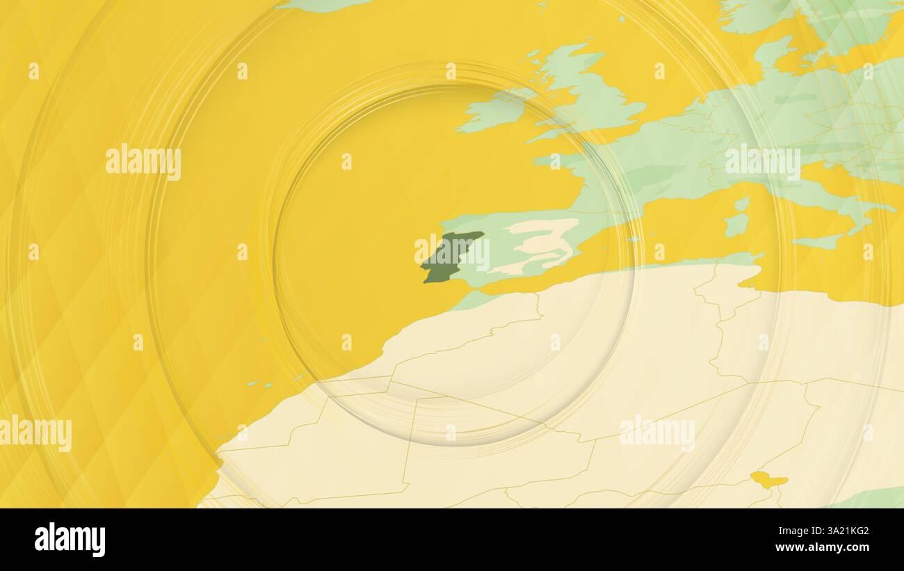 Abstract Map of Portugal and Surrounding Regions with Circular Patterns ...