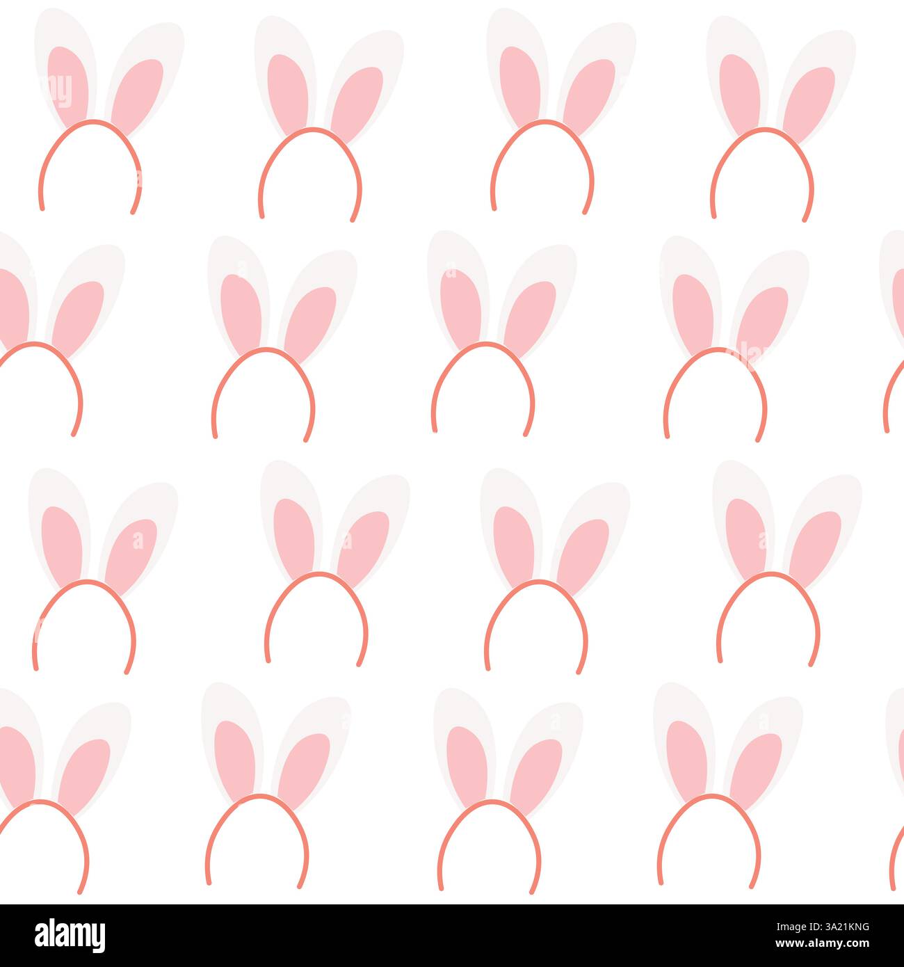 Seamless Pattern Featuring Cute Bunny Ear Headbands in Pink on White ...