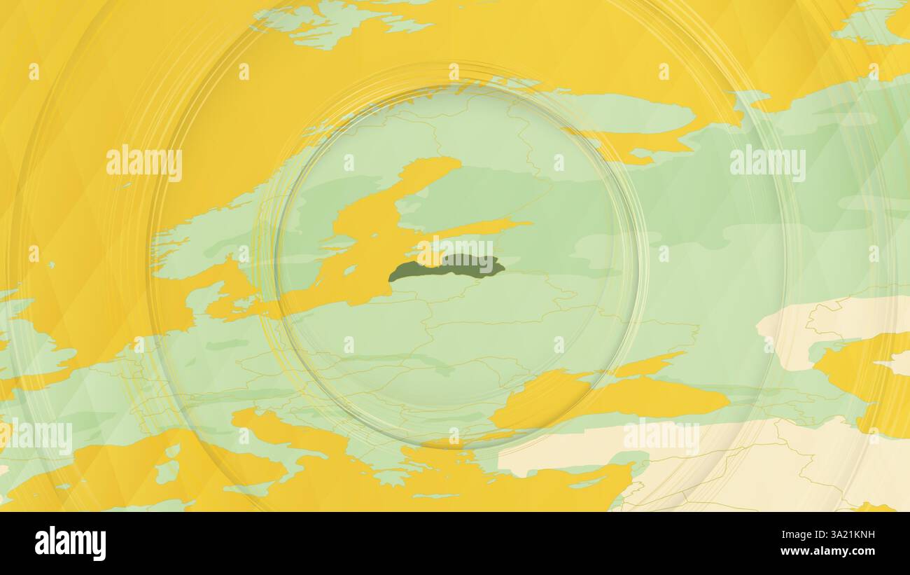Abstract Map of Latvia and Surrounding Regions with Circular Patterns. Vibrant Abstract Map ...