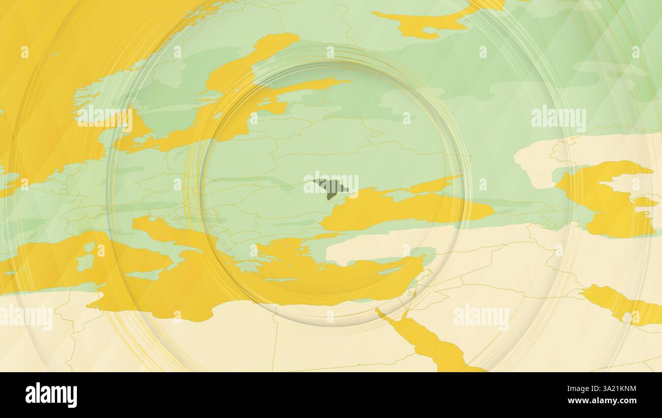 Abstract Map of Moldova and Surrounding Regions with Circular Patterns. Vibrant Abstract Map ...