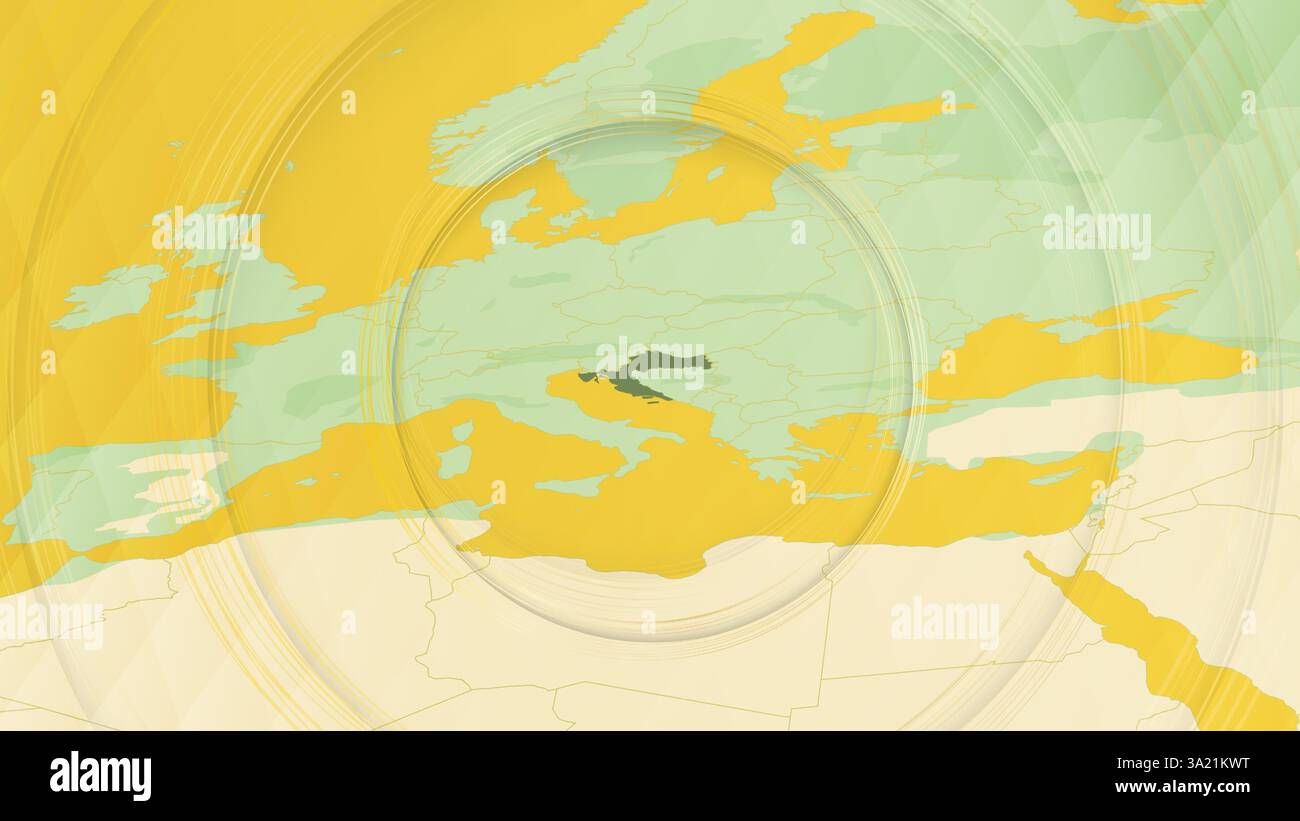 Abstract Map of Croatia and Surrounding Regions with Circular Patterns ...