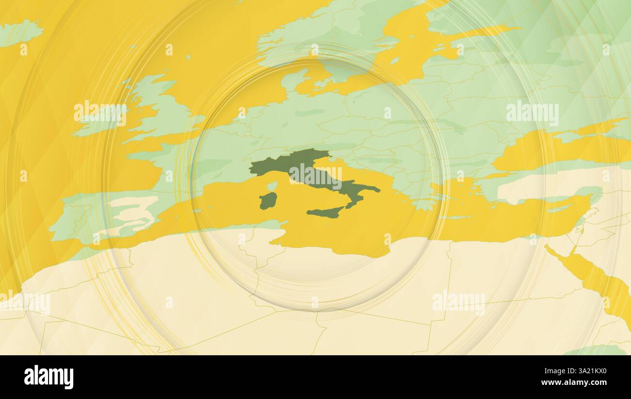Abstract Map of Italy and Surrounding Regions with Circular Patterns ...