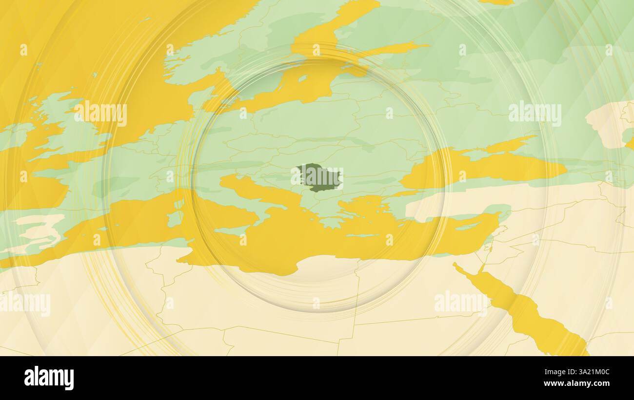 Abstract Map Of Serbia And Surrounding Regions With Circular Patterns