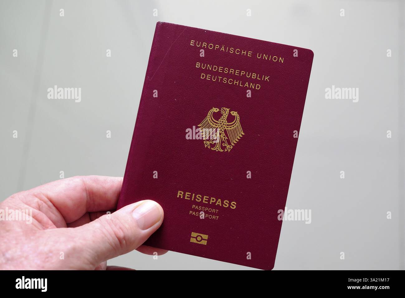 Hand holds German passport Stock Photo - Alamy