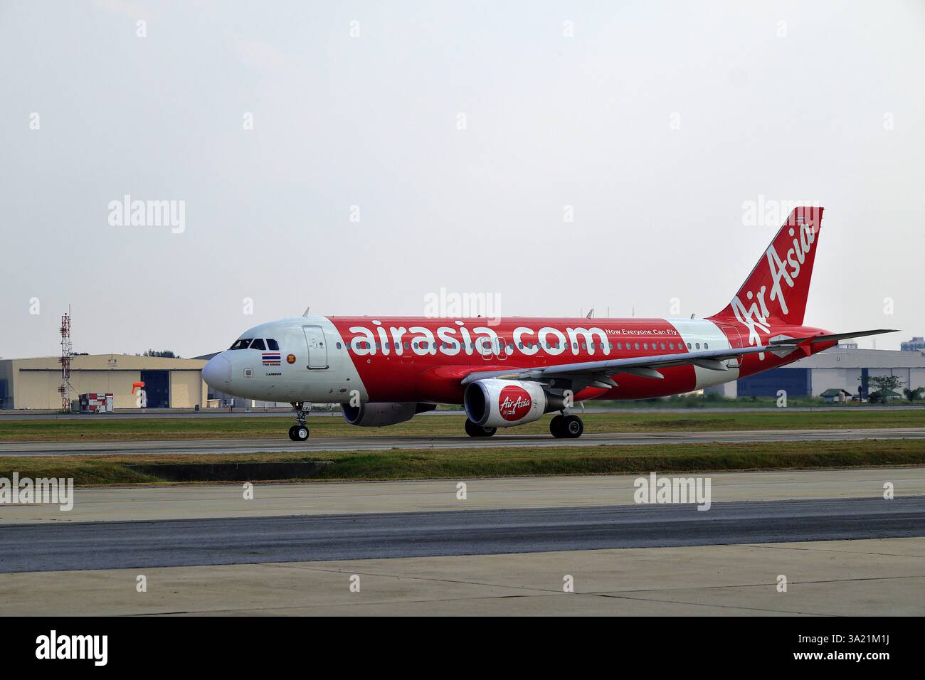 Airbus Thai AIRASIA on the taxiway at the old Bangkok Don Mueang ...