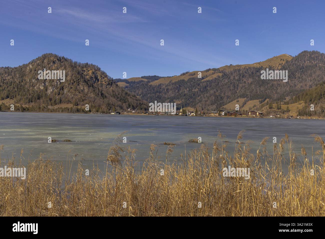 Landscape panorama, Walchsee, lake, Koessen, Tyrol, spring, hike Stock ...