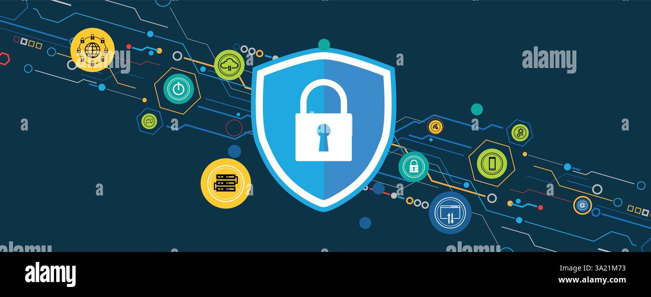 Cyber security protection devices from hacker attack Stock Vector Image ...