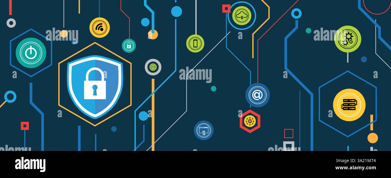 Cyber security protection devices from hacker attack Stock Vector Image ...
