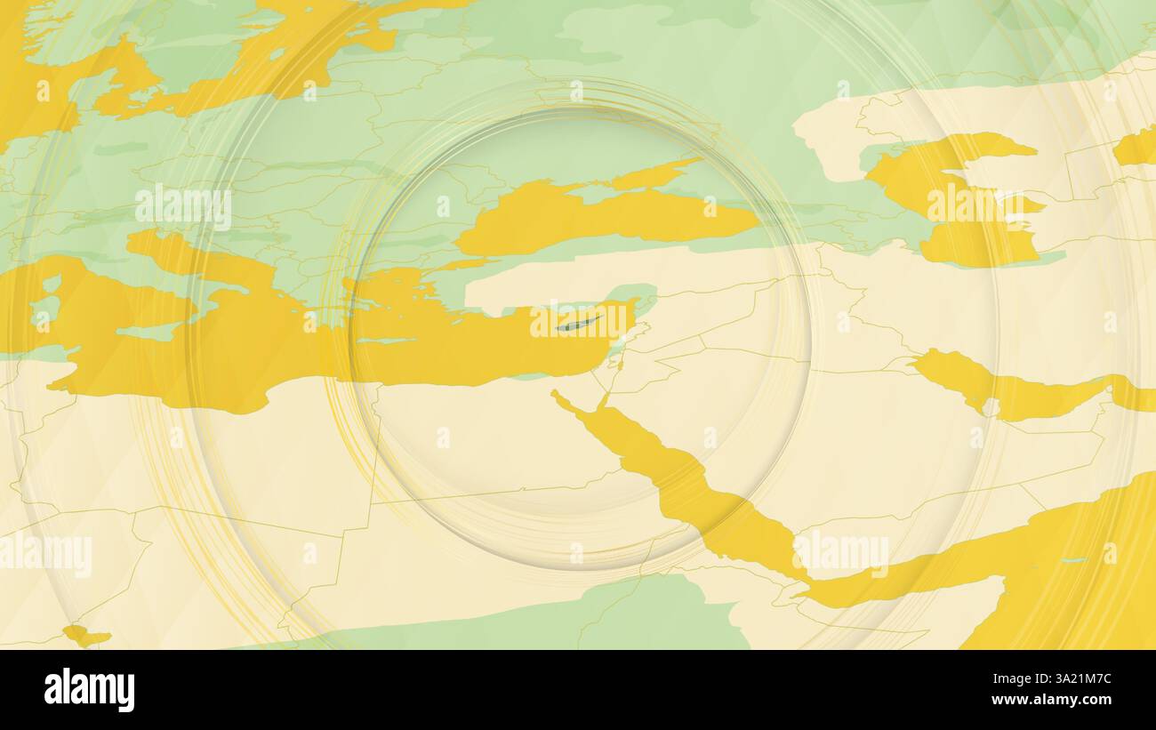 Abstract Map of Cyprus and Surrounding Regions with Circular Patterns. Vibrant Abstract Map ...