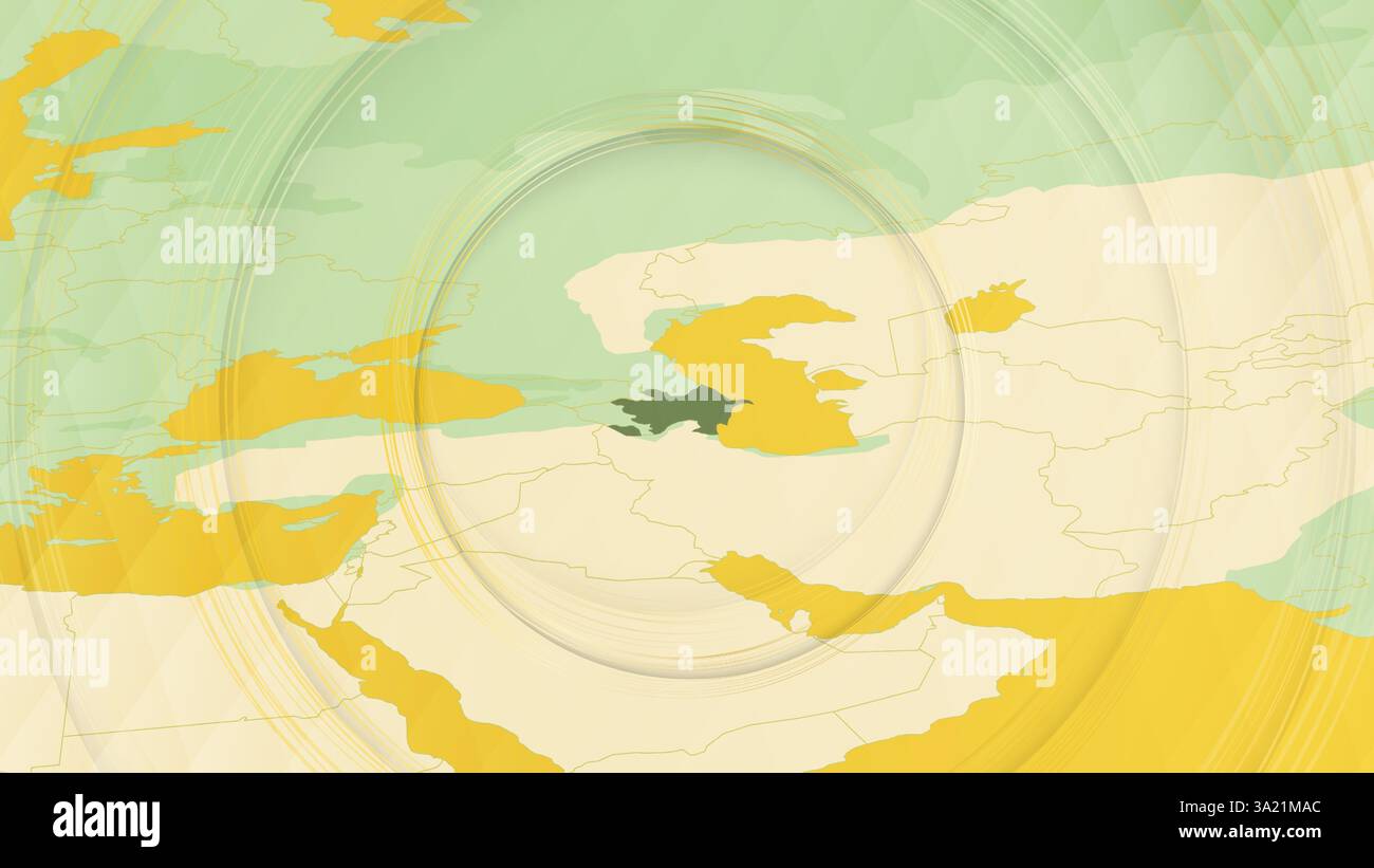 Abstract Map Of Azerbaijan And Surrounding Regions With Circular