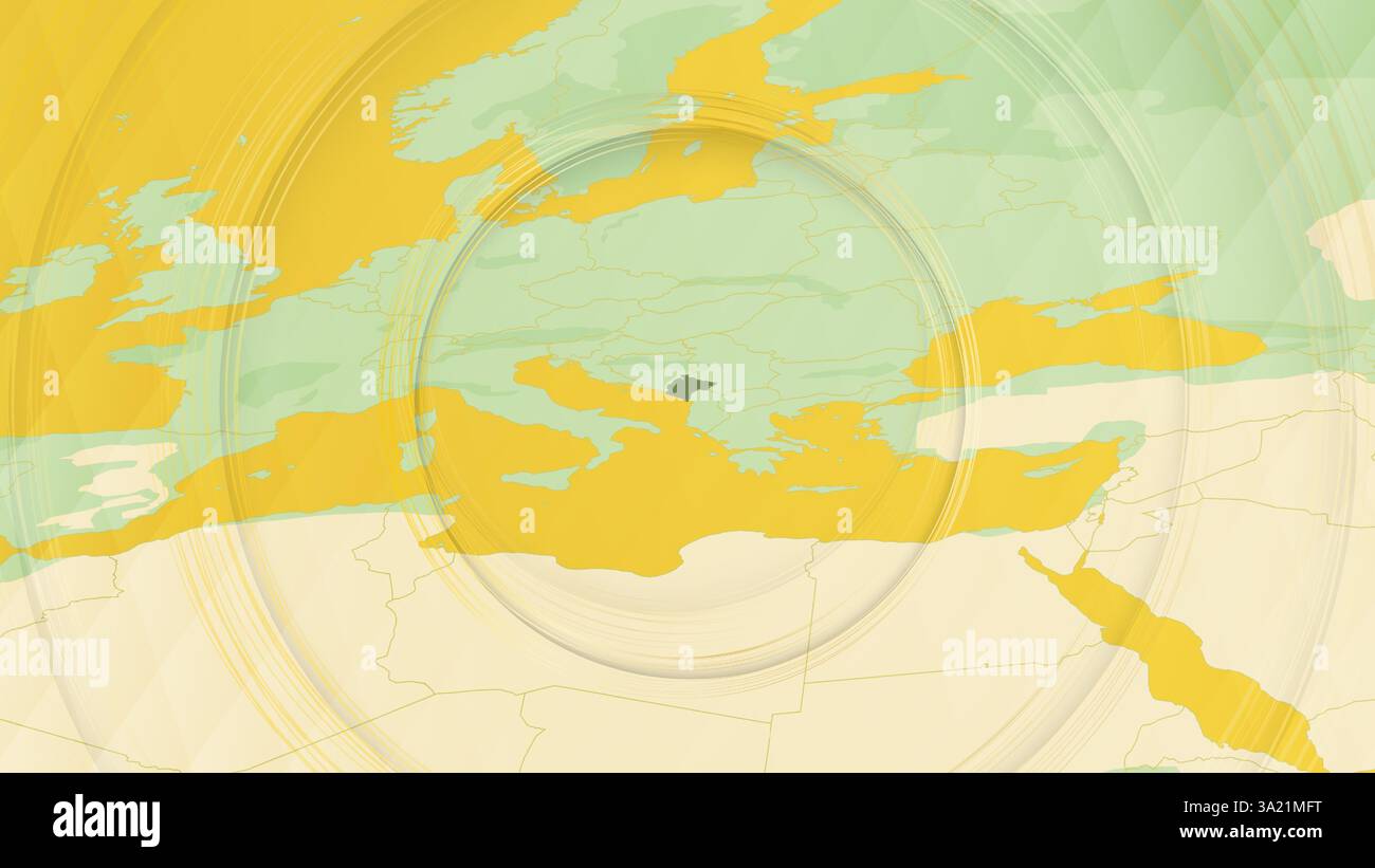Abstract Map of Montenegro and Surrounding Regions with Circular Patterns. Vibrant Abstract Map ...