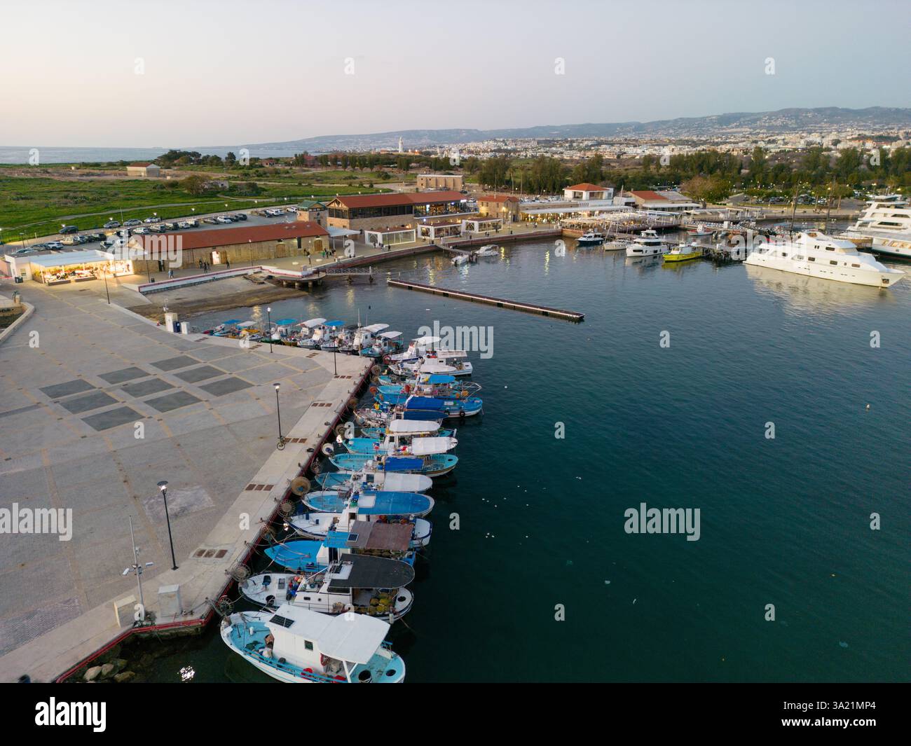 Generic aerial view of harbour city of Paphos, island of Cyprus. Paphos ...