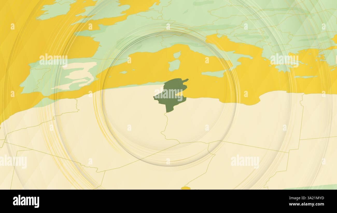 Abstract Map Of Tunisia And Surrounding Regions With Circular Patterns