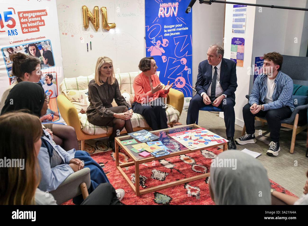 Paris, France. 10th Mar, 2025. Meeting with civic service volunteers at ...