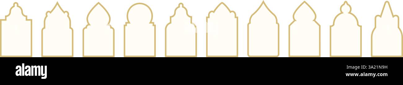 Golden windows in traditional arabic style set Stock Vector Image & Art ...