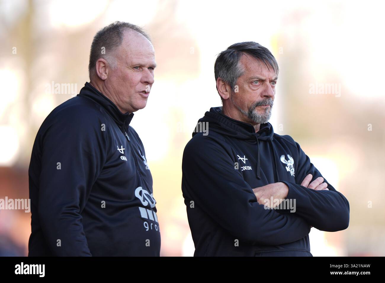 Kidderminster Harriers manager Phil Brown (right) and his assistant ...