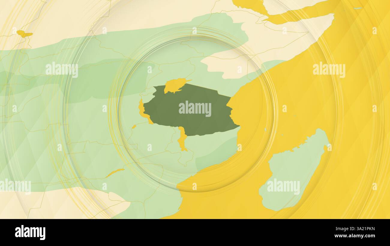 Abstract Map of Tanzania and Surrounding Regions with Circular Patterns. Vibrant Abstract Map ...