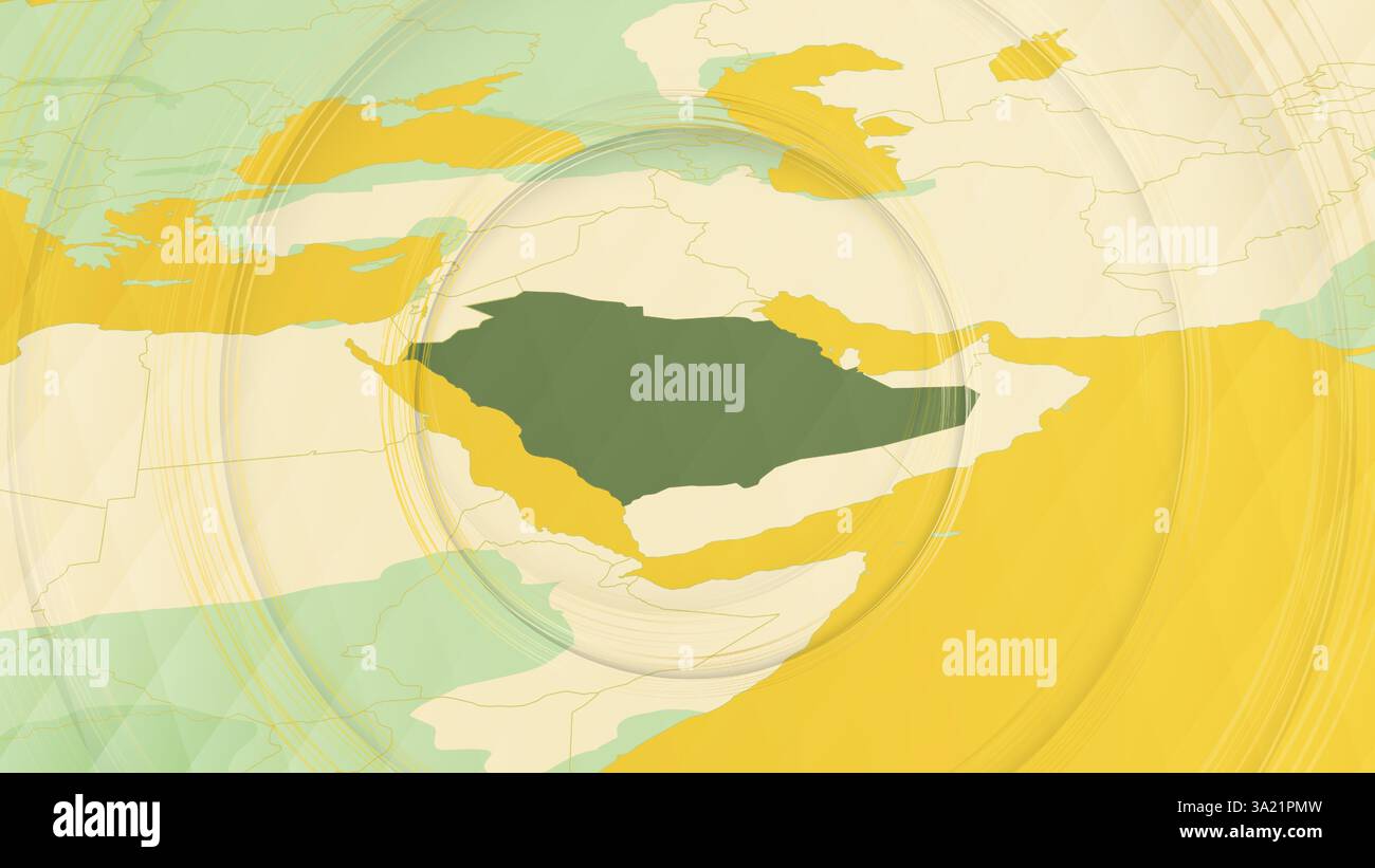 Abstract Map of Saudi Arabia and Surrounding Regions with Circular ...