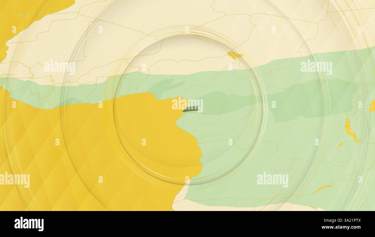 Abstract Map of Equatorial Guinea and Surrounding Regions with Circular Patterns. Vibrant ...
