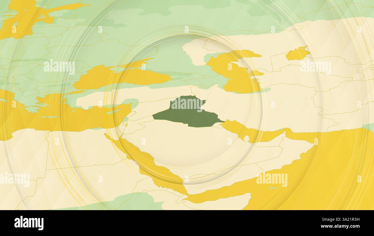 Abstract Map of Iraq and Surrounding Regions with Circular Patterns ...