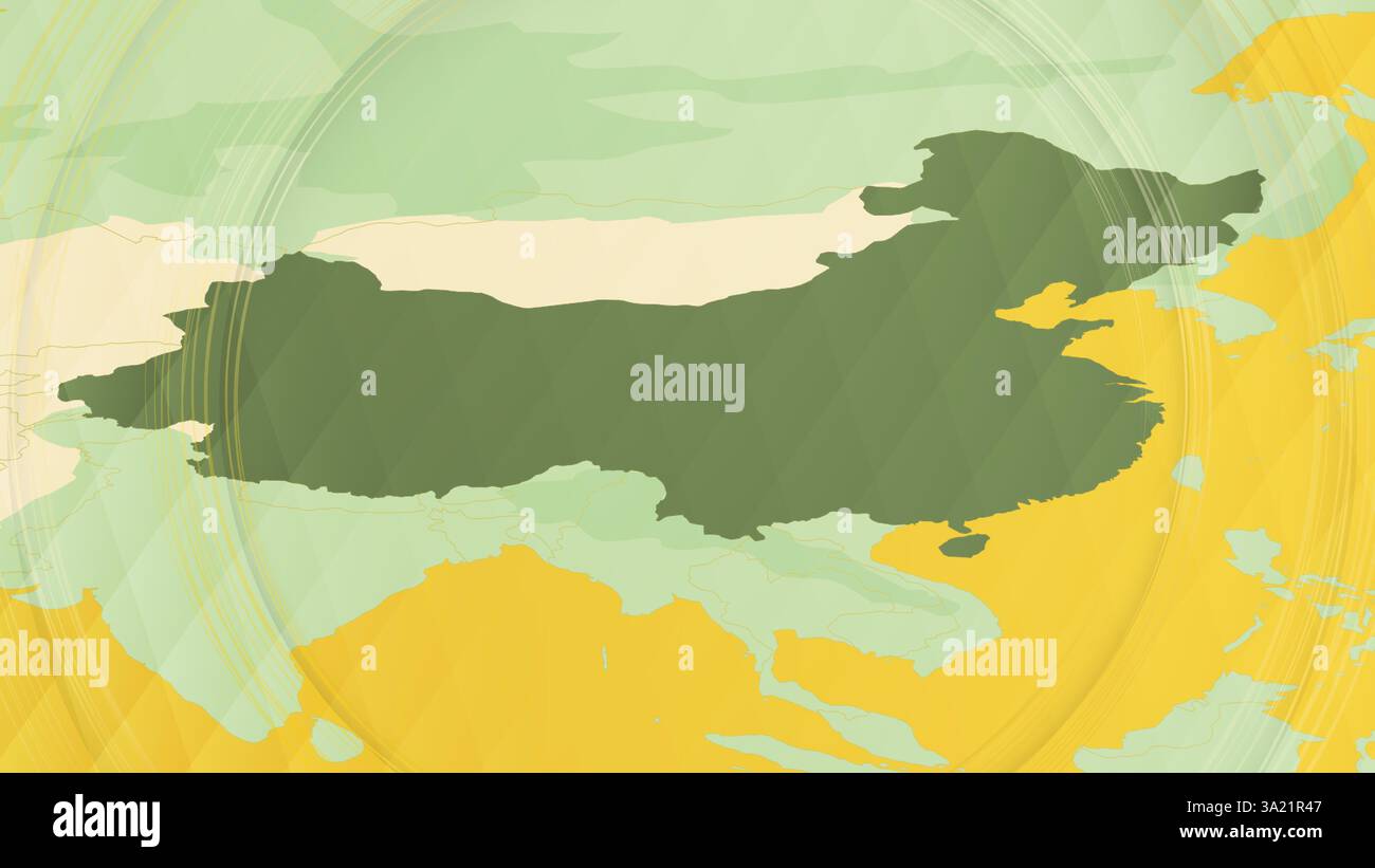 Abstract Map of China and Surrounding Regions with Circular Patterns ...