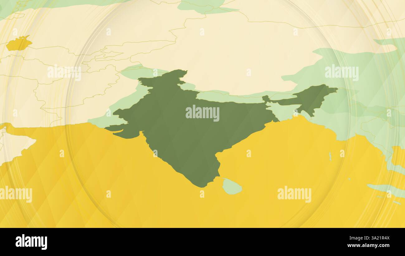 Abstract Map of India and Surrounding Regions with Circular Patterns ...