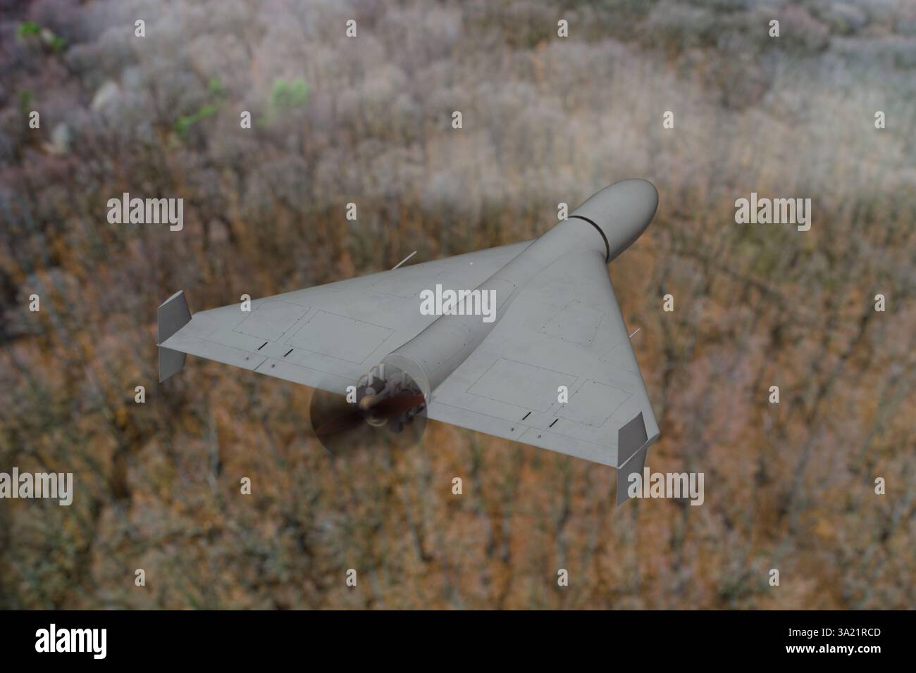 The military drone in the mission is a grey tactical drone flying at ...
