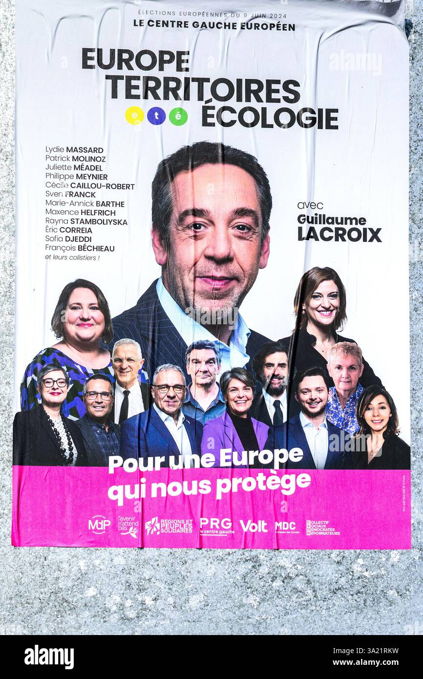 June 9 2024 European Parliament election poster for French candidate ...