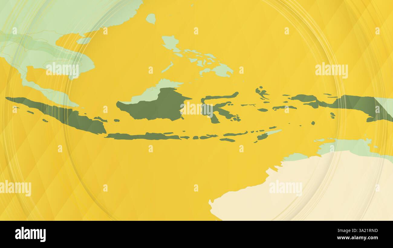 Abstract Map of Indonesia and Surrounding Regions with Circular ...