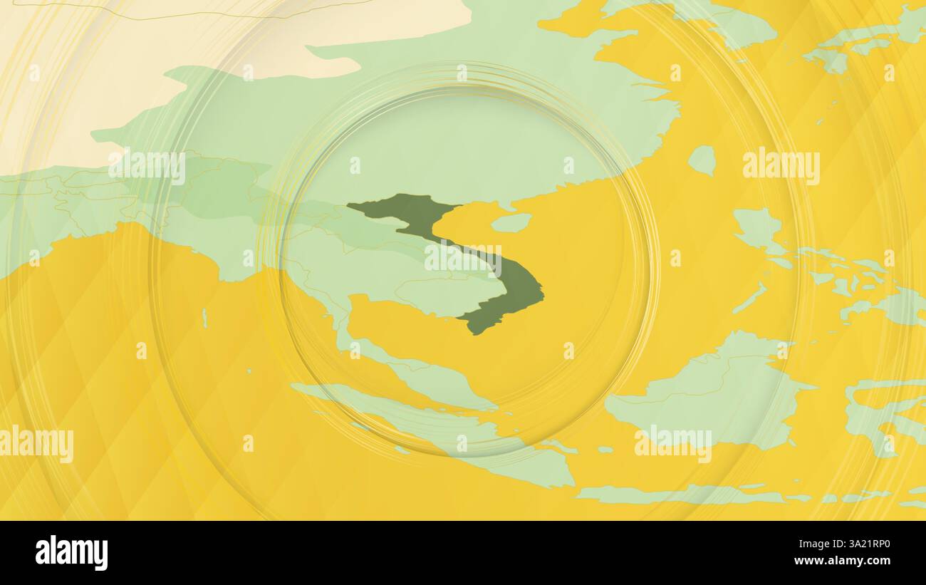Abstract Map of Vietnam and Surrounding Regions with Circular Patterns. Vibrant Abstract Map ...